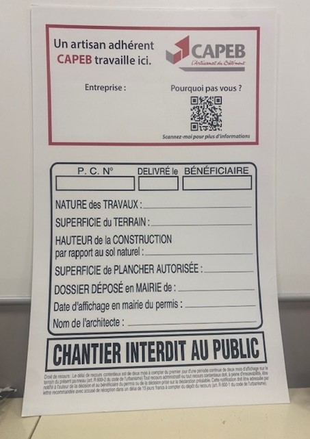 PANNEAUX DE CHANTIER A VENIR RECUPERER A LA CAPEB ・ CAPEB